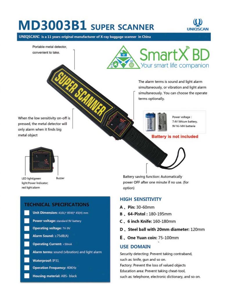 Hand Held Metal Detector - Super Scanner – SmartX BD