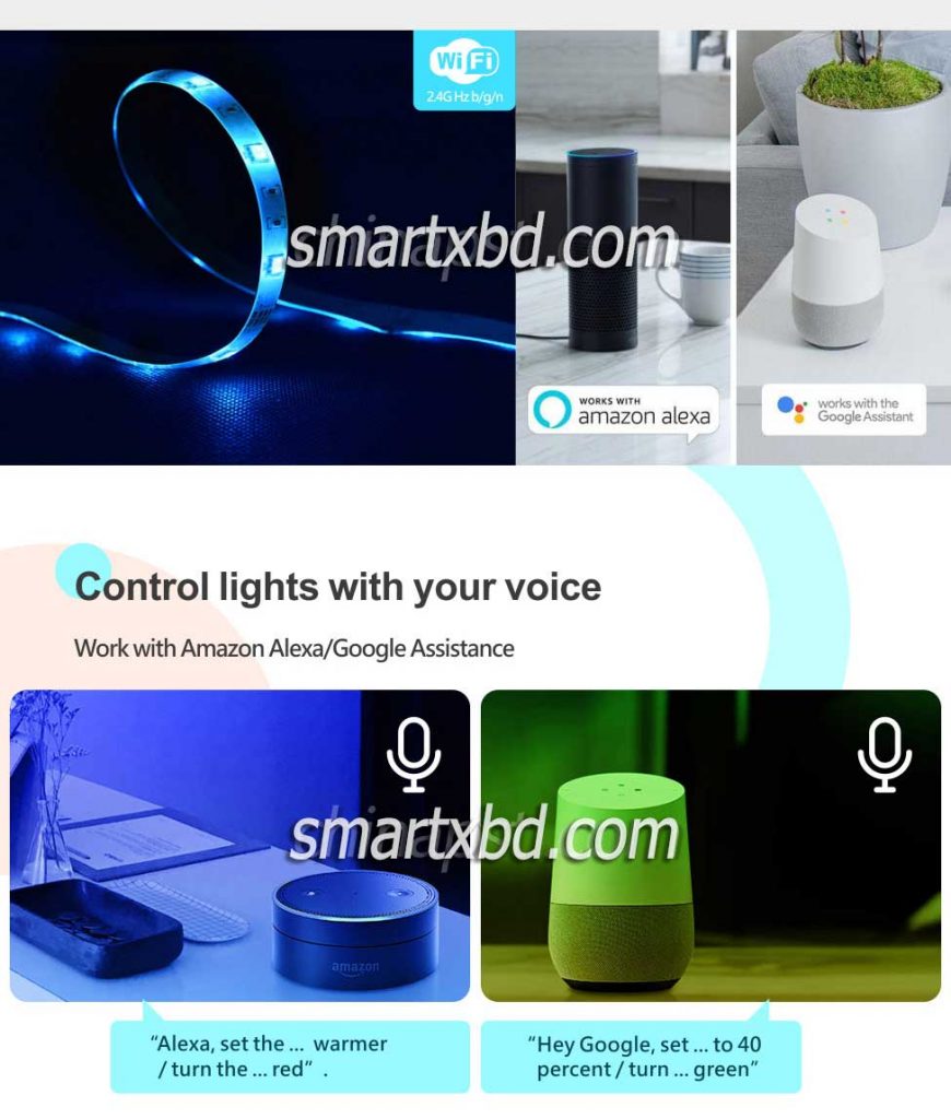 SmartX WiFi RGB LED Strip Light 5 Meter (Remote Controller, App, Voice ...
