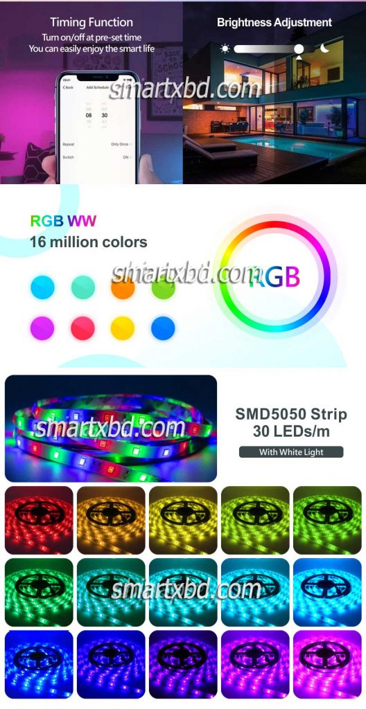SmartX WiFi RGB LED Strip Light 5 Meter (Remote Controller, App, Voice ...