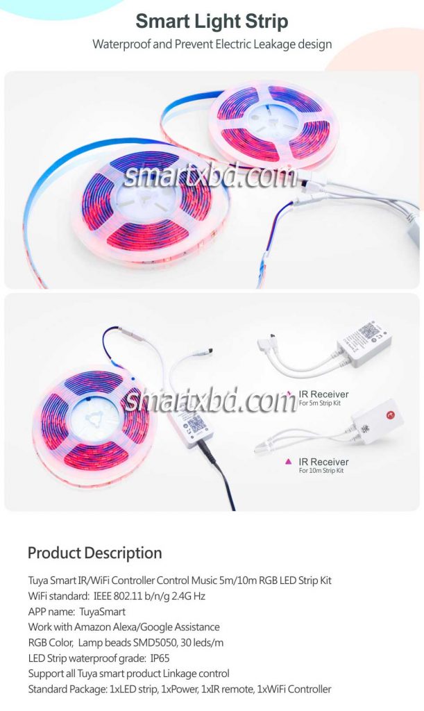 SmartX WiFi RGB LED Strip Light 5 Meter (Remote Controller, App, Voice ...