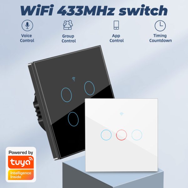Tuya WiFi + RF 1 Gang Smart Touch Switch Black Color – SmartX BD