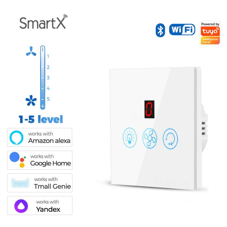 Tuya WiFi Smart Fan & Light 2 in 1 Switch (Fan Speed & Light On-Off ...