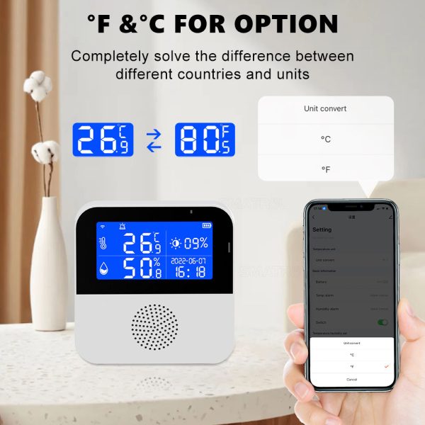 Tuya WiFi Temperature & Humidity Sensor with External Waterproof Probe ...