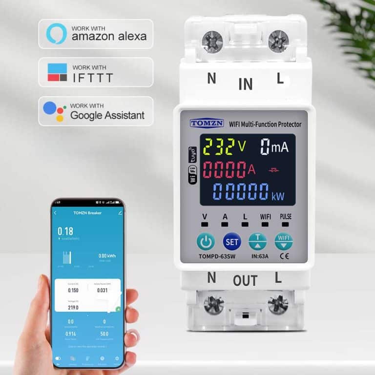 TOMZN 63A Tuya WiFi Smart Circuit Breaker – Voltage Protector
