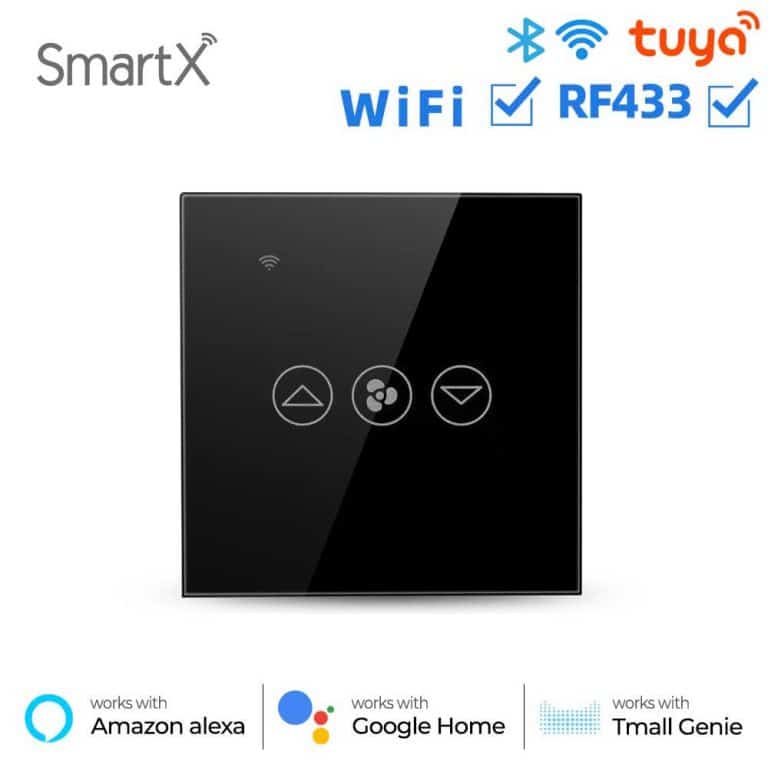 Tuya WiFi + RF Fan Speed Control Smart Touch Switch (Black)